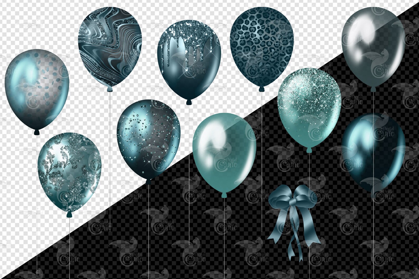 Teal Balloons Clipart Digital Clip Art Graphics for Party - Etsy