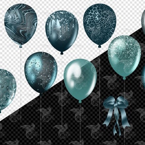 Teal Balloons Clipart - Digital Clip Art Graphics for Party Invitations ...