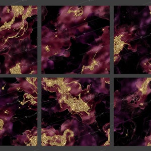 Burgundy and Gold Glitter Ink Digital Paper, Liquid Foil and Gold ...