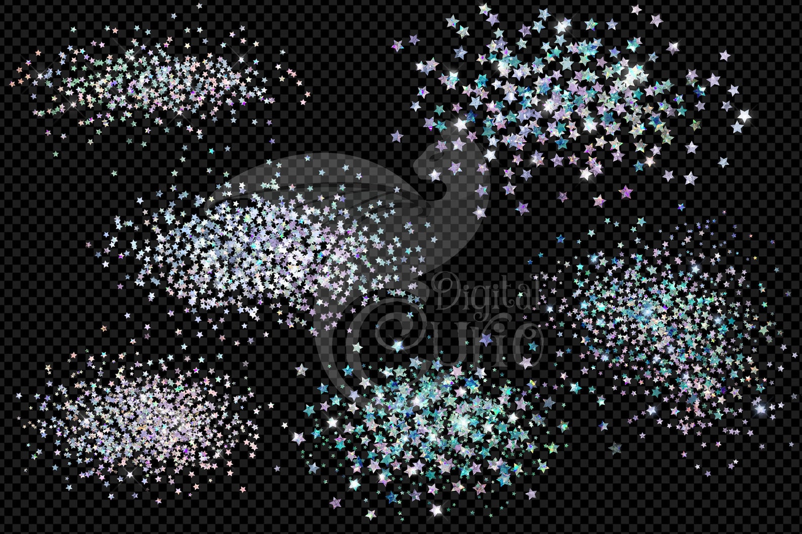 Holographic Star Glitter Overlays - Rainbow PNG Clipart (digital ...