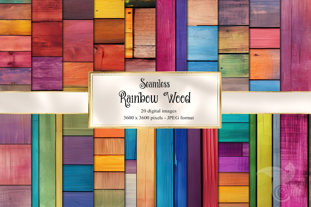 Rainbow Wood Textures Digital Paper, Seamless Rustic Wood Digital Paper ...
