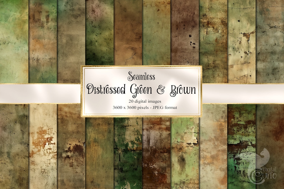 Distressed Green and Brown Textures, Seamless Textured Digital Paper ...