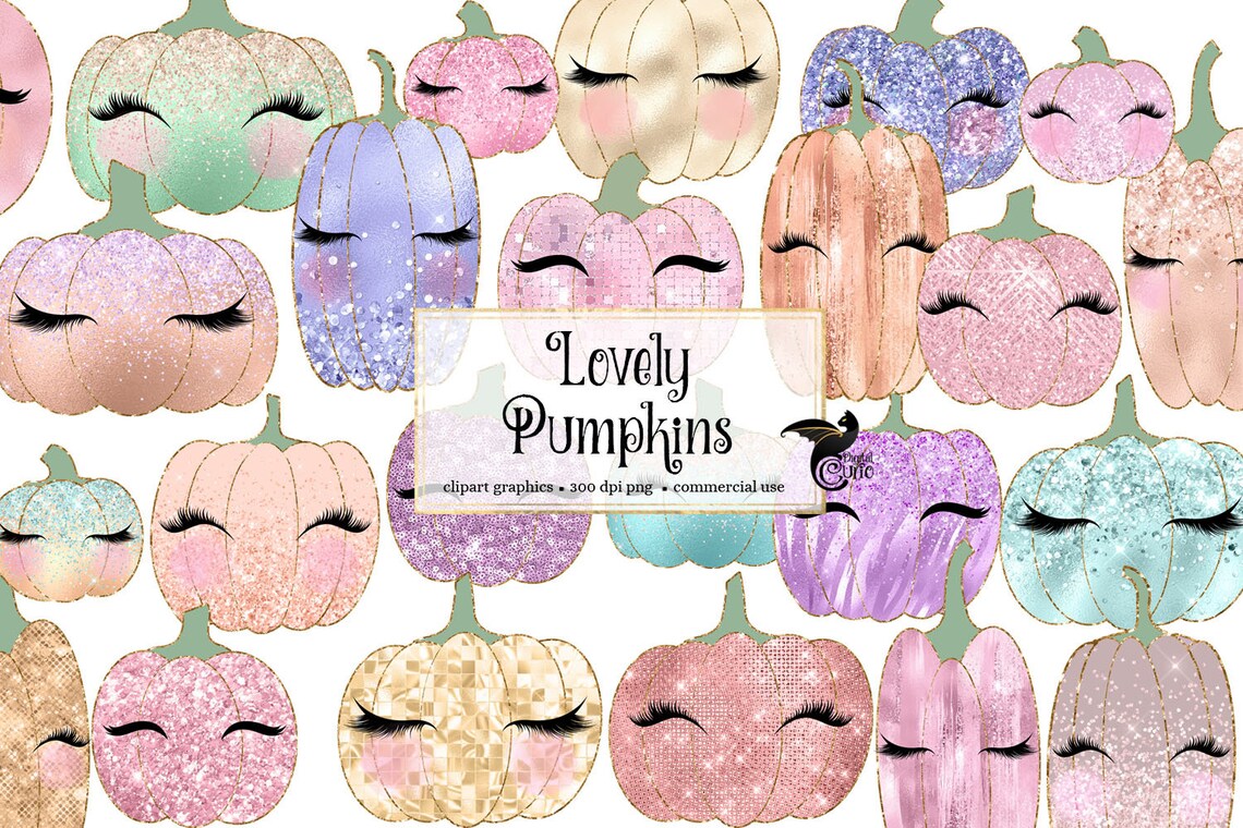 Lovely Pumpkin Clip Art Sparkling Glitter Pumpkins in PNG - Etsy