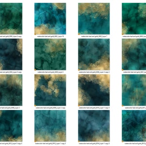 Watercolor Teal and Gold Backgrounds - Watercolour Paint Textures for ...