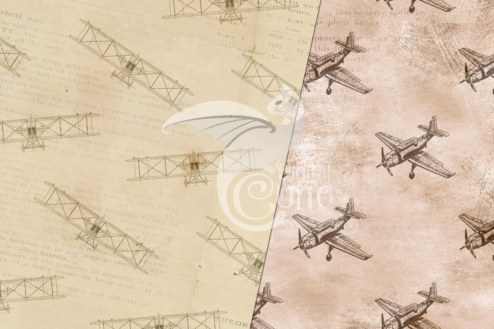 Vintage Airplane Digital Paper Seamless Antique Planes and - Etsy