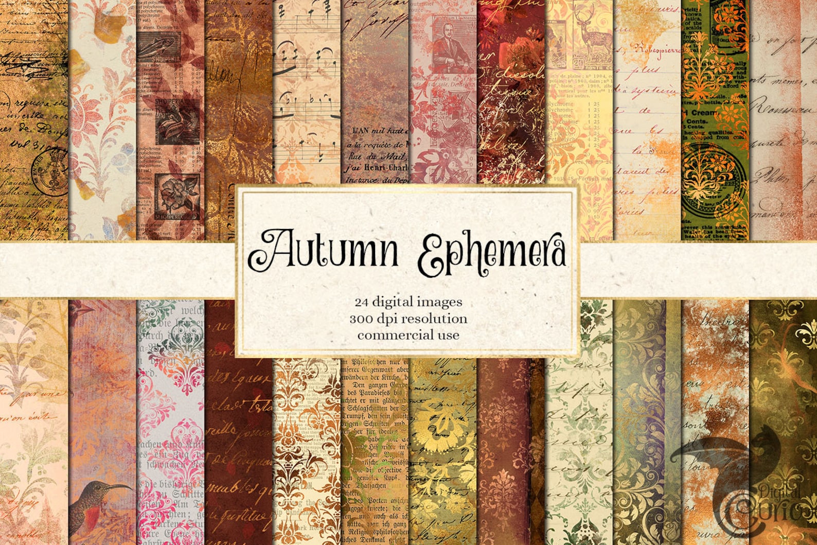 Autumn Ephemera Digital Paper, Vintage Textures (digital Download) - Etsy