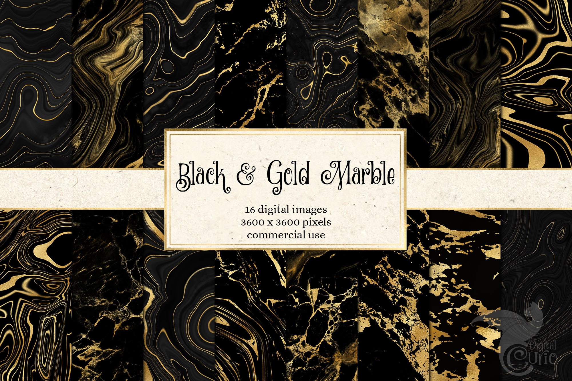 Black and Gold Marble Digital Paper Black Marble Marble - Etsy