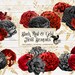 Black Red and Gold Floral Bouquets Clipart, Digital Instant Download ...