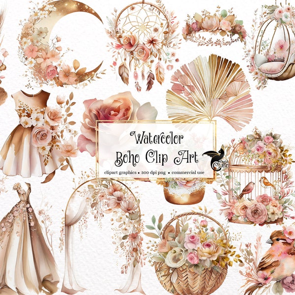 Boho Clipart - Etsy