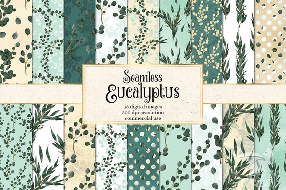 Eucalyptus Digital Paper Seamless Eucalyptus Patterns for - Etsy