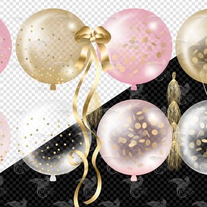 Pink and Gold Glam Balloons Clipart - Digital Clip Art Graphics for ...