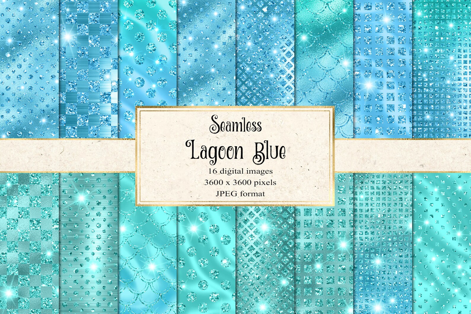 Lagoon Blue Digital Paper Mermaid Glitter Texture Backgrounds - Etsy