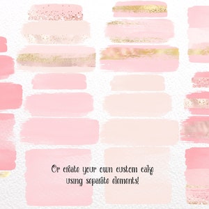 Blush Pink Watercolor Cakes Clip Art With Gold Glitter Leaves and ...