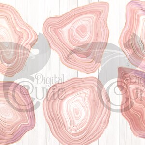Watercolor Rose Gold Agate Clipart, Agate and Geode Digital Graphic ...