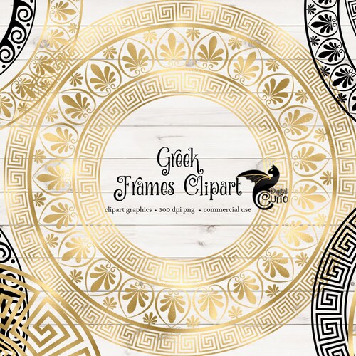 Greek Frames Clipart Ornate Gold Frame Clip Art Graphics | Etsy