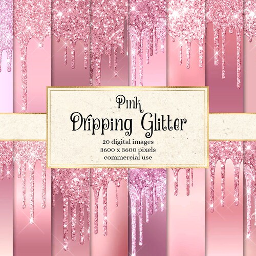 Pink Dripping Glitter Digital Paper Glitter Backgrounds With - Etsy