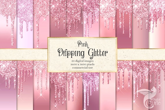 Pink Dripping Glitter Digital Paper Glitter Backgrounds With - Etsy