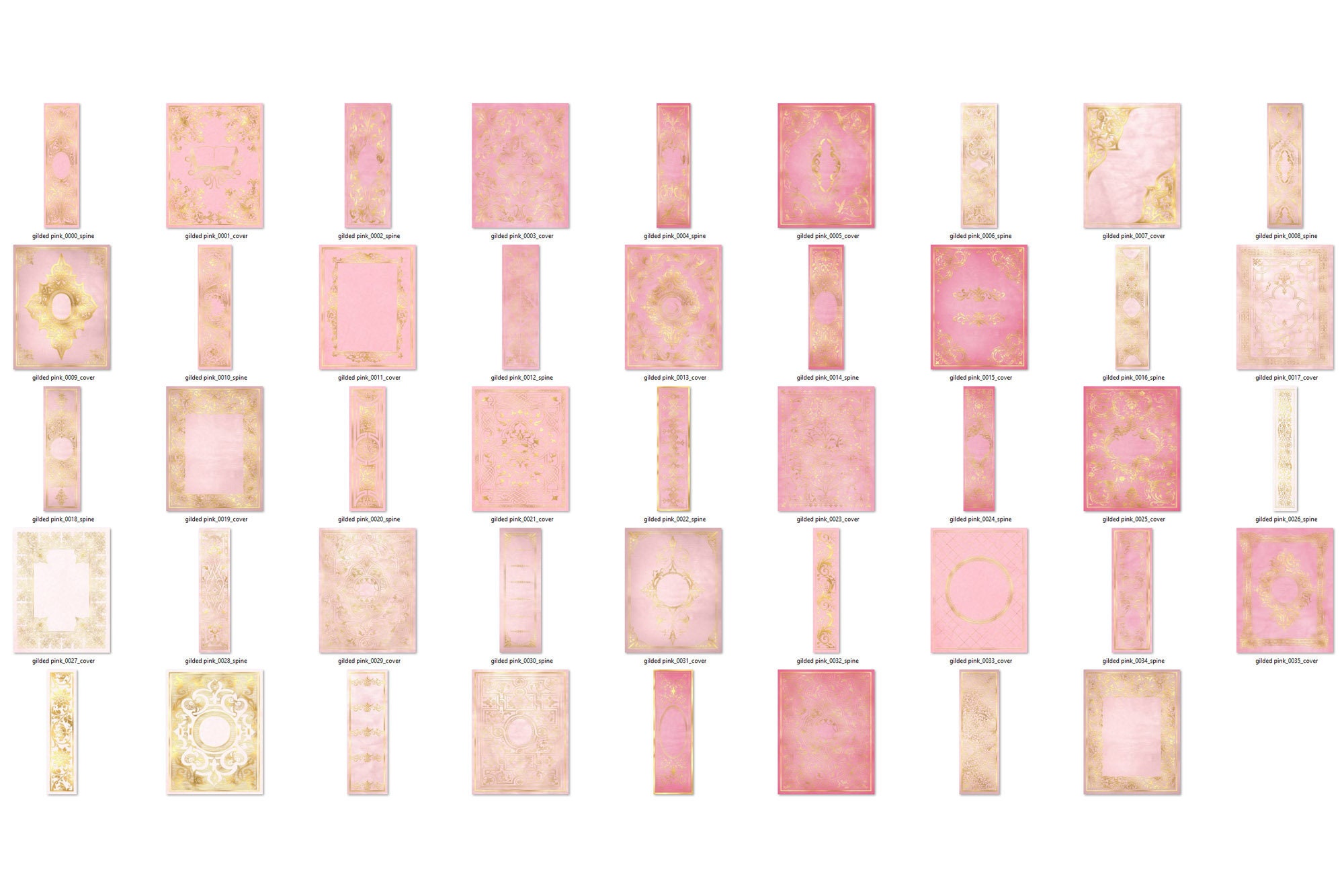 Gilded Pink Book Covers Printable Decorative Gilded Book | Etsy