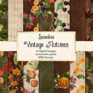 Vintage Autumn Digital Paper - Seamless Fall Patterns Printable ...