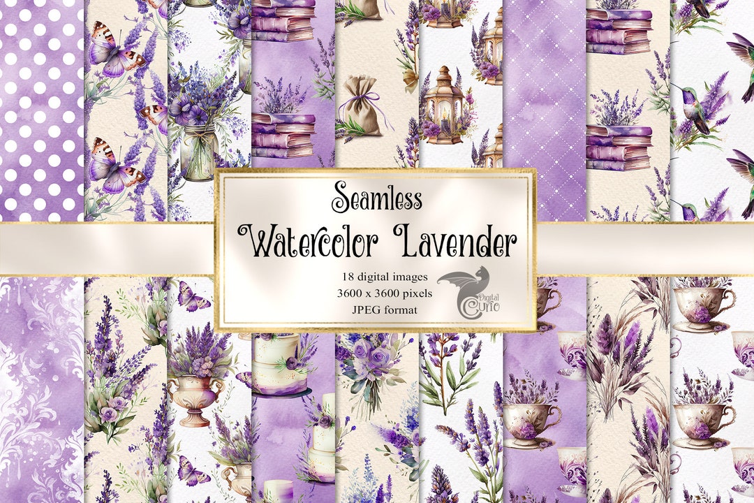 Watercolor Lavender Digital Paper – Seamless Floral Scrapbook (digital ...