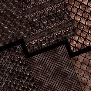 Black and Rose Gold Art Deco Digital Paper, Seamless Retro Art Deco ...