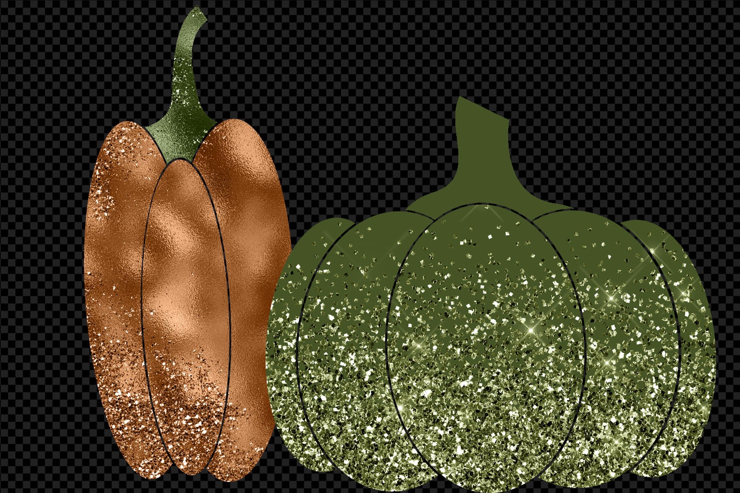 Glitter Pumpkin Clip Art Sparkling Gold Pumpkins in PNG | Etsy