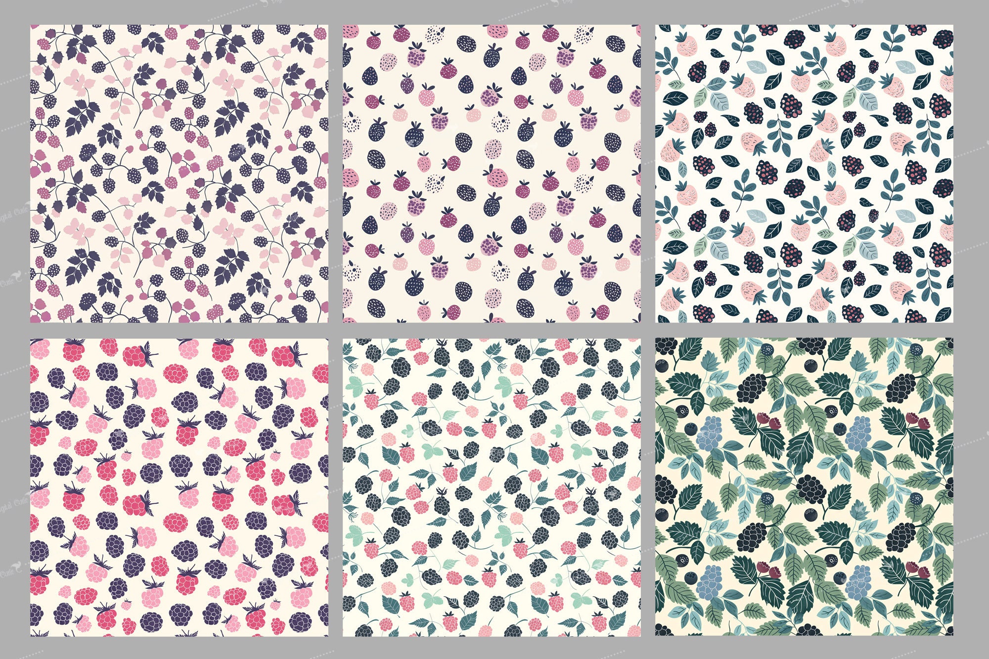 Berry Digital Paper – Pastel Seamless Fruit Patterns (digital Download ...