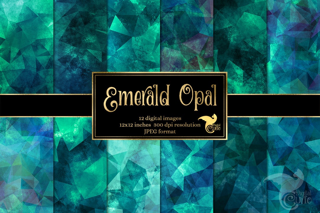 Emerald Opal Digital Paper, Green Jewel Texture Backgrounds Printable ...