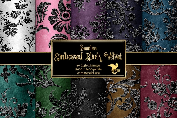 Embossed Black Velvet Digital Paper Seamless Antique - Etsy
