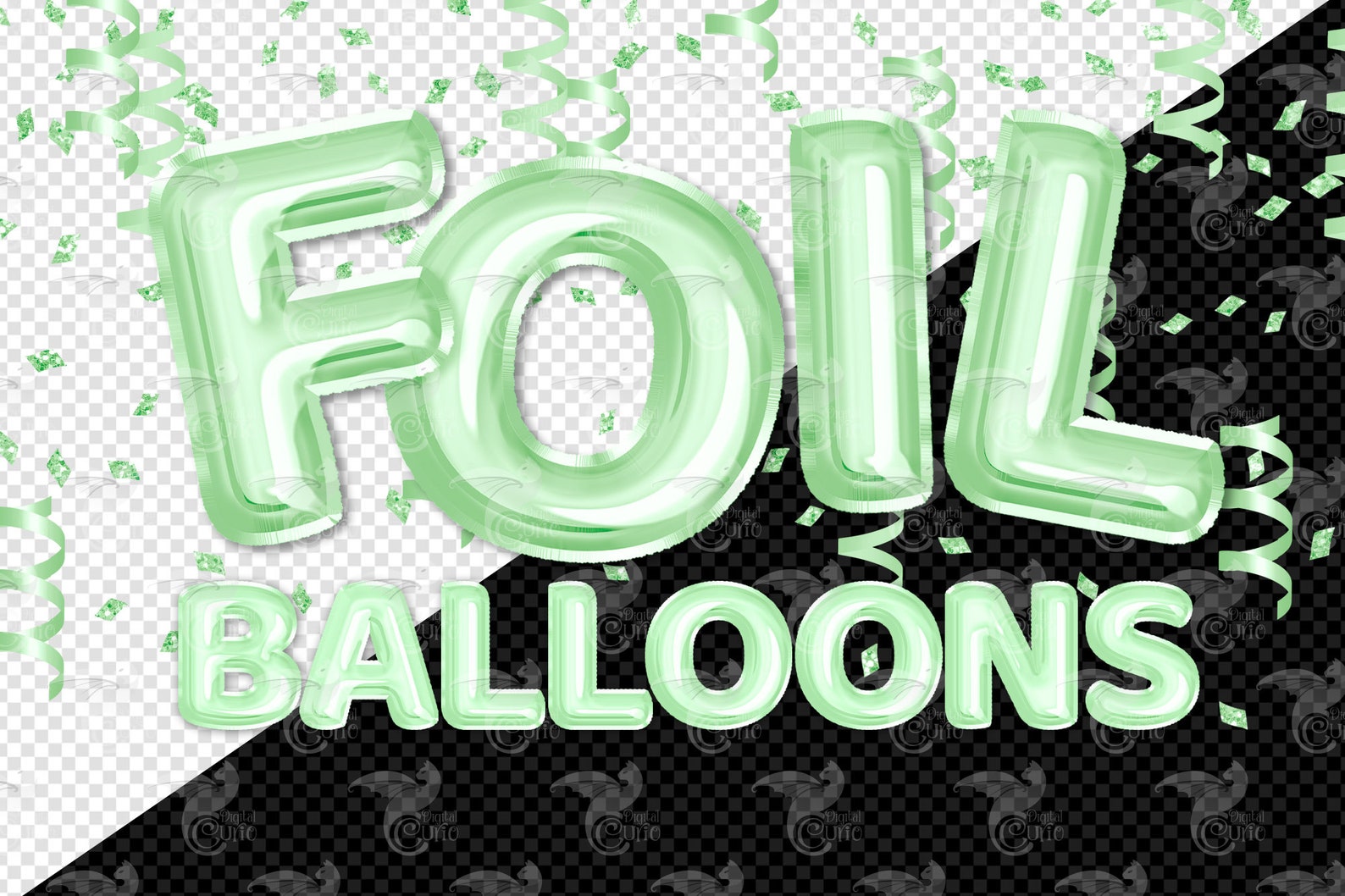 Mint Green Foil Balloon Alphabet Clip Art – Party Designs (digital ...