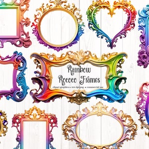 Rainbow Rococo Frames Clipart - Antique Baroque Vintage Clip Art ...