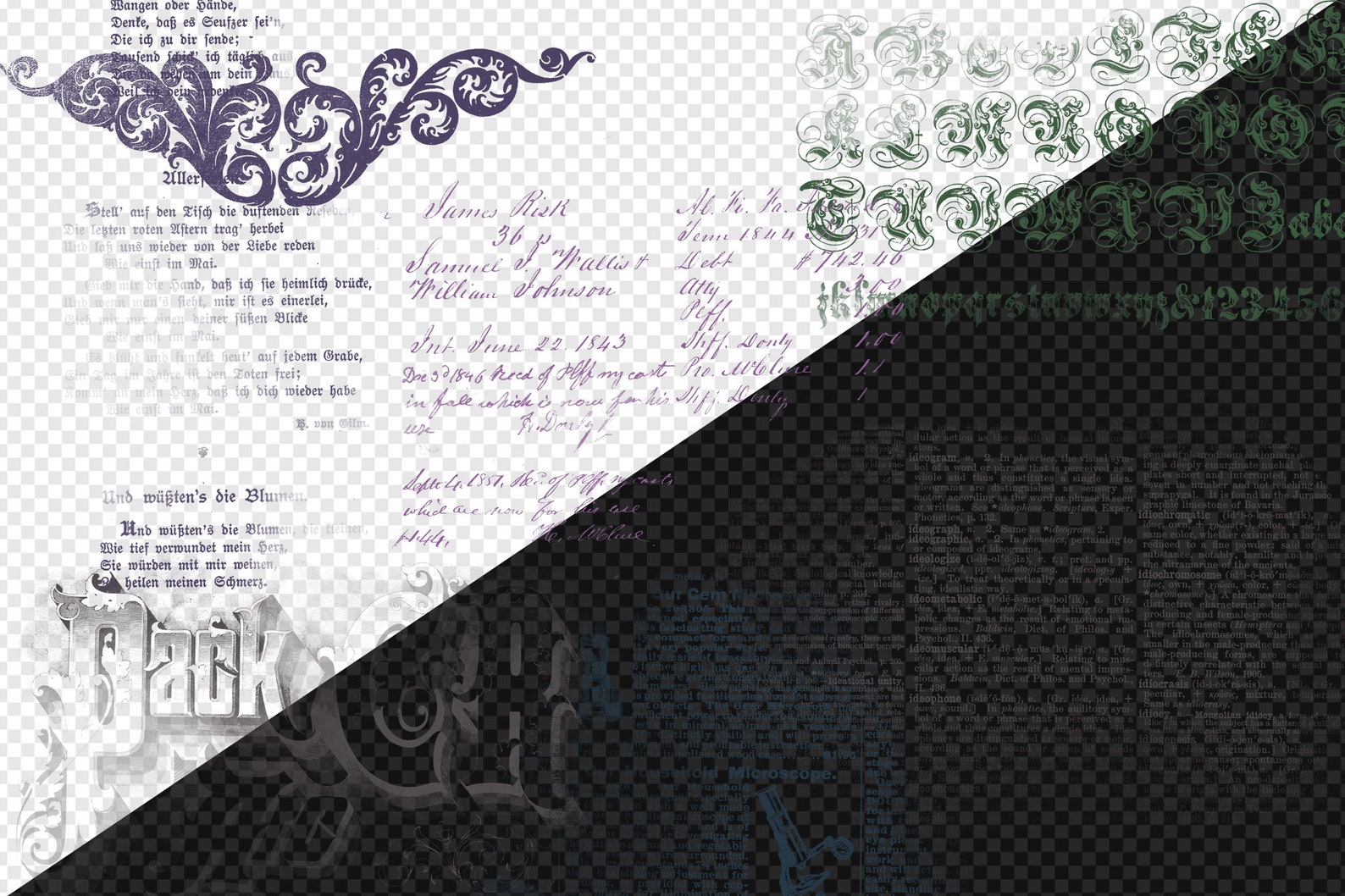 Antique Text Overlays 2 Digital Antique Handwriting and - Etsy