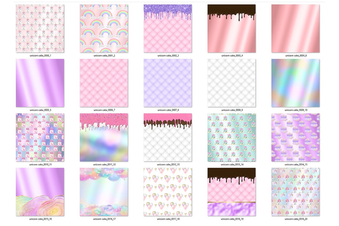 Unicorn Cakes Digital Paper Rainbow Pastel Party Backgrounds - Etsy