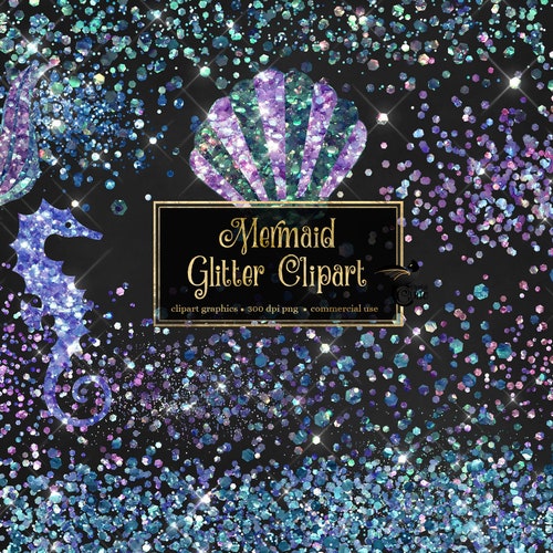 Mermaid Glitter Clipart Glitter Confetti Overlays in - Etsy