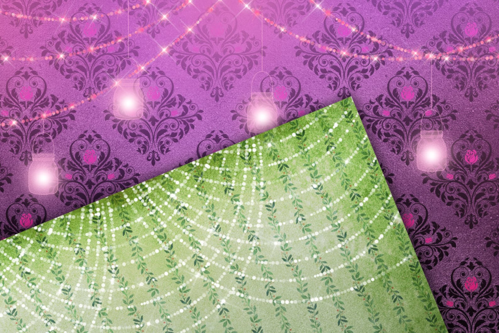 Fairy Lights Digital Paper, Enchanted Twilight Textures (digital ...