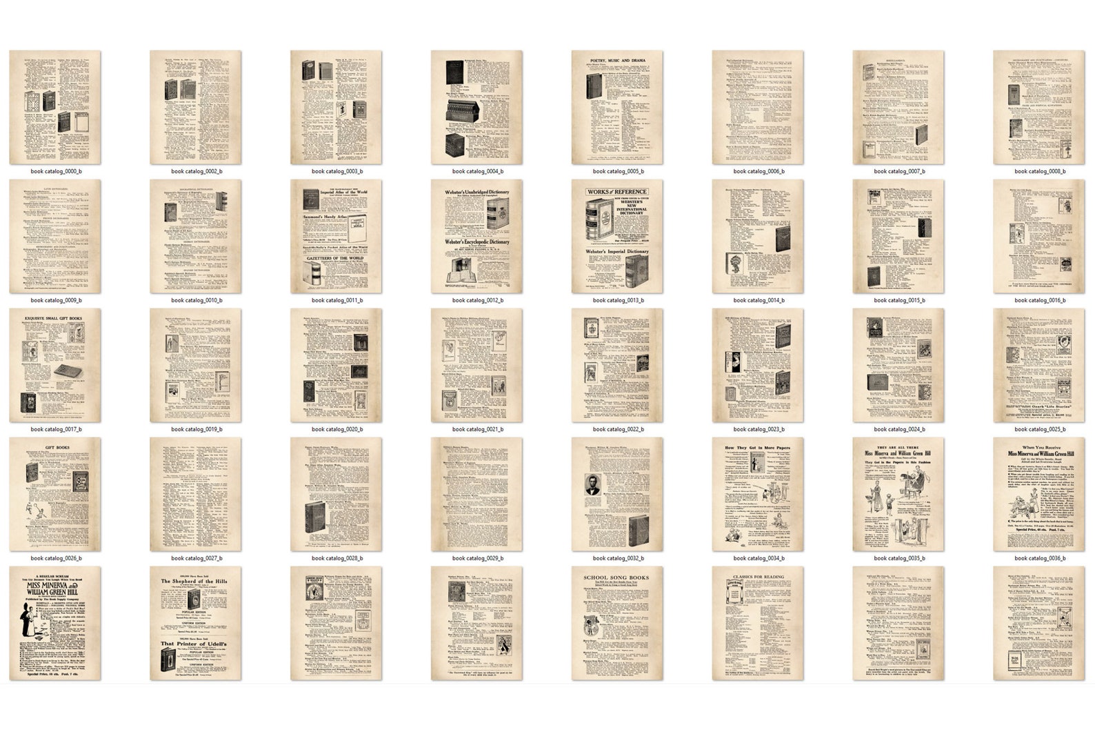 Antique Book Catalog Digital Paper, Vintage Ephemera (8x10, 300 Dpi) - Etsy