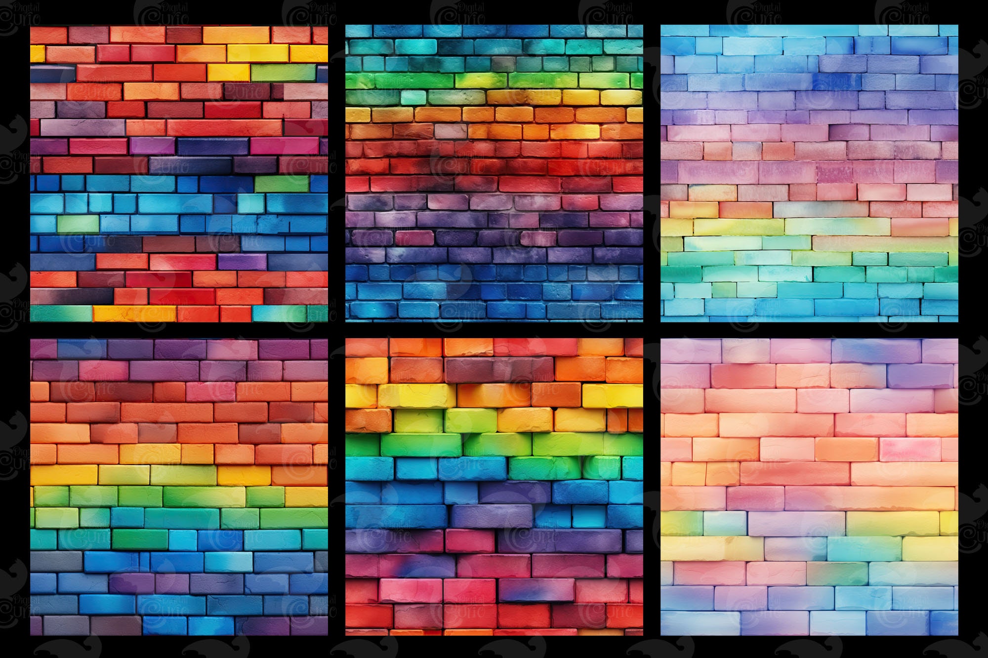 Rainbow Brick Textures, Seamless Digital Paper (digital Download) - Etsy