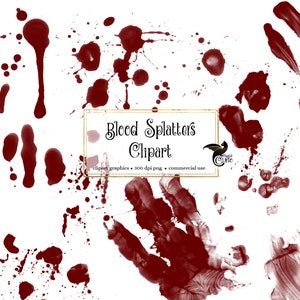 Blood Splatters Clipart - Digital Clip Art Overlays With Dripping Blood ...
