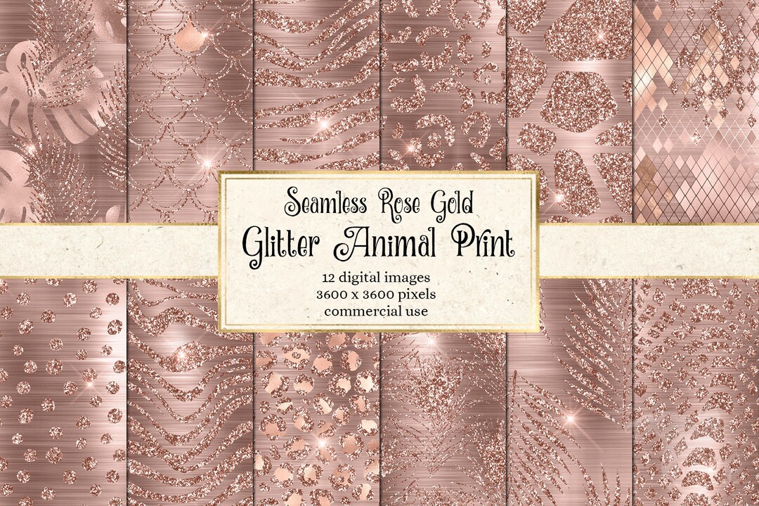 Rose Gold Glitter Animal Print Digital Paper - Seamless Glam Luxury ...