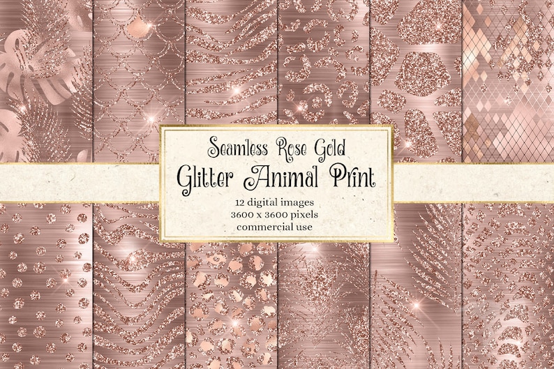 Rose Gold Glitter Animal Print Digital Paper Seamless Glam | Etsy