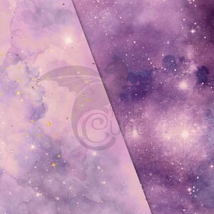 Dusk Rose Galaxy Digital Paper, Seamless Watercolor Starry Night ...