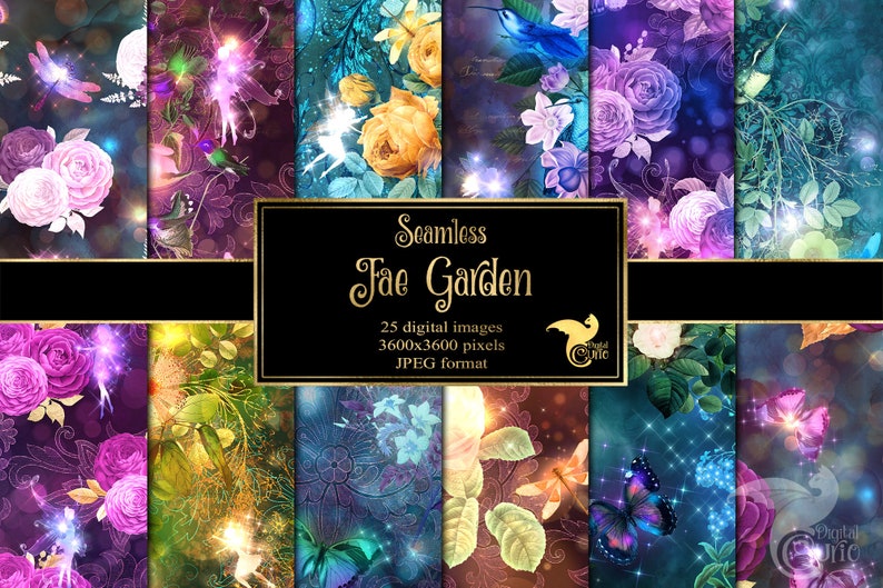 Fae Garden Digital Paper Seamless Magic Fantasy Backgrounds - Etsy