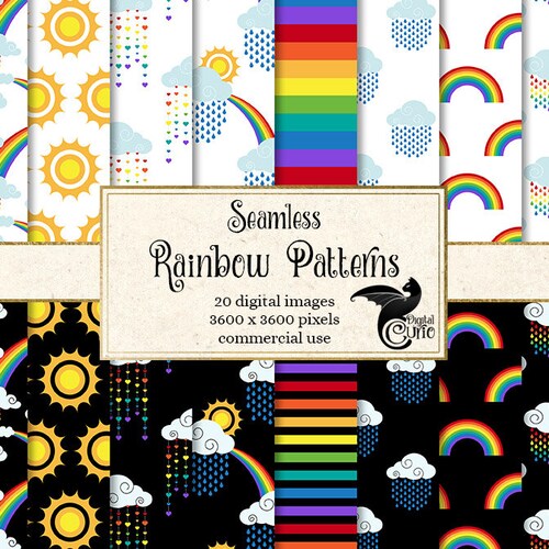 Rainbow Digital Paper Seamless Rainbow Patterns Printable - Etsy