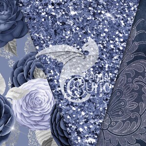 Dusty Blue and Silver Digital Paper, Seamless Patterns and Textures ...