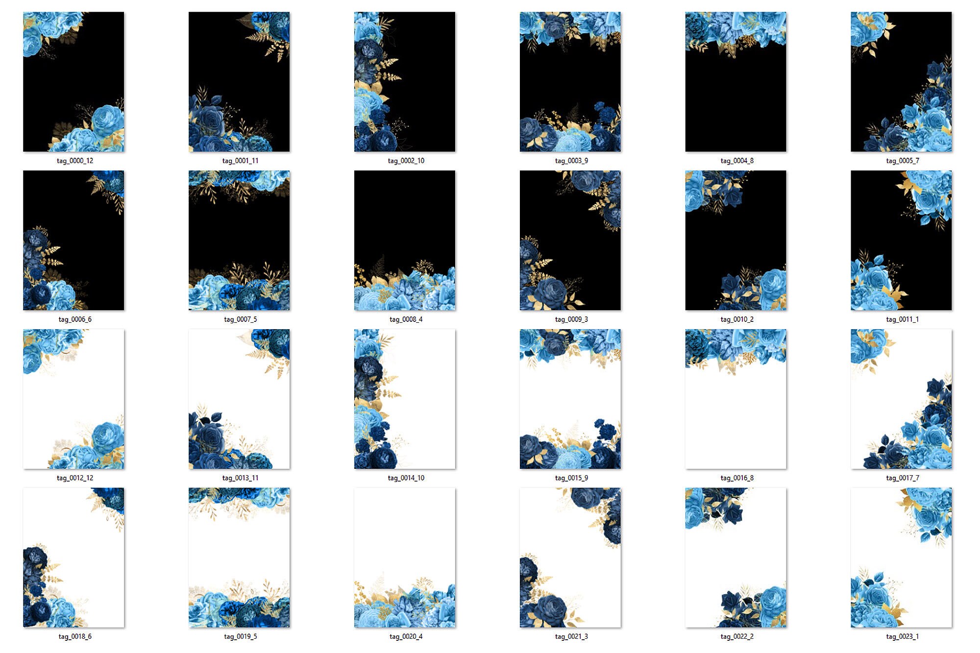 5x7 Blue and Gold Floral Overlays for Invitations Planners - Etsy