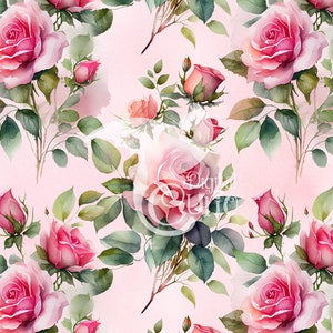 Watercolor Garden Rose Digital Paper, Seamless Printable Textures ...