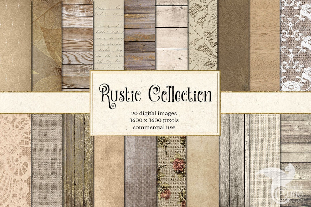 Rustic Digital Paper, Rustic Wood Backgrounds, Burlap and Lace, Rustic ...