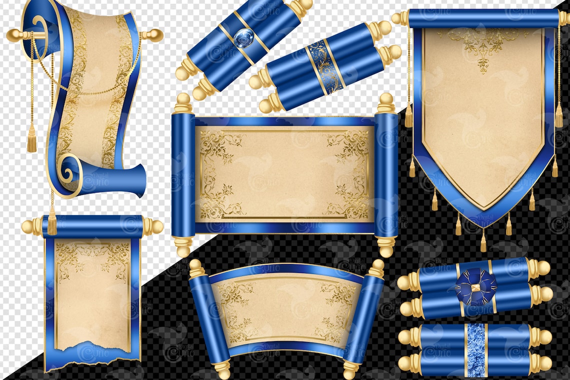 Royal Blue Scrolls Clipart Digital Tapestry Clip Art for - Etsy