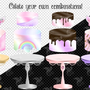 Unicorn Cakes Clipart, Magical Rainbow Pastel and Gold Foil Floral ...
