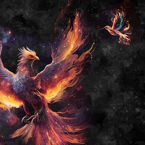 Phoenix Spells Digital Paper - Dark Galaxy Magic Floral Grunge Textures ...
